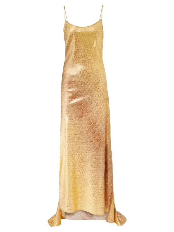 Roberto Cavalli Snake-print Silk Gown - Gold