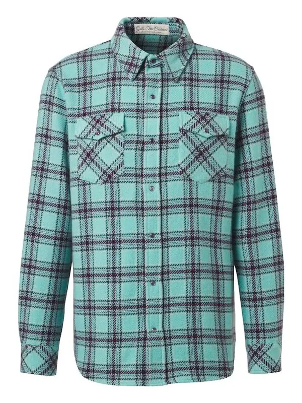 GOD'S TRUE CASHMERE Plaid Cashmere Shirt With Amethyst - Blue