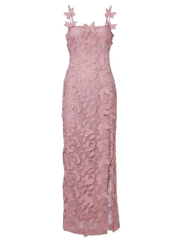 Blumarine Embroidered Lace Maxi Dress - Pink