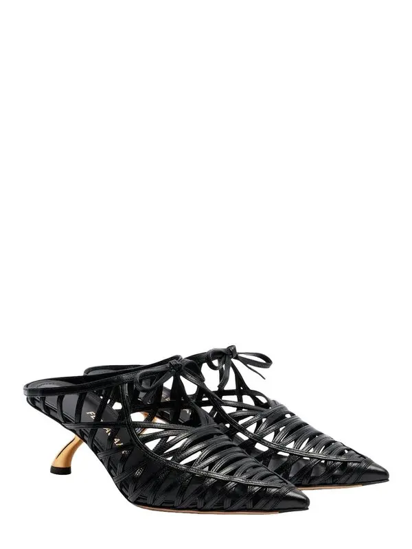 FERRAGAMO Cirry Leather Mules - Black