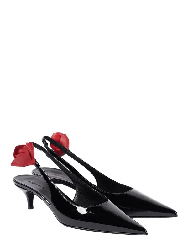 Magda Butrym Floral-appliqué Leather Slingback Pumps - Black