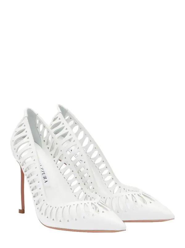 AQUAZZURA Gisele Perforated Leather Pumps - White