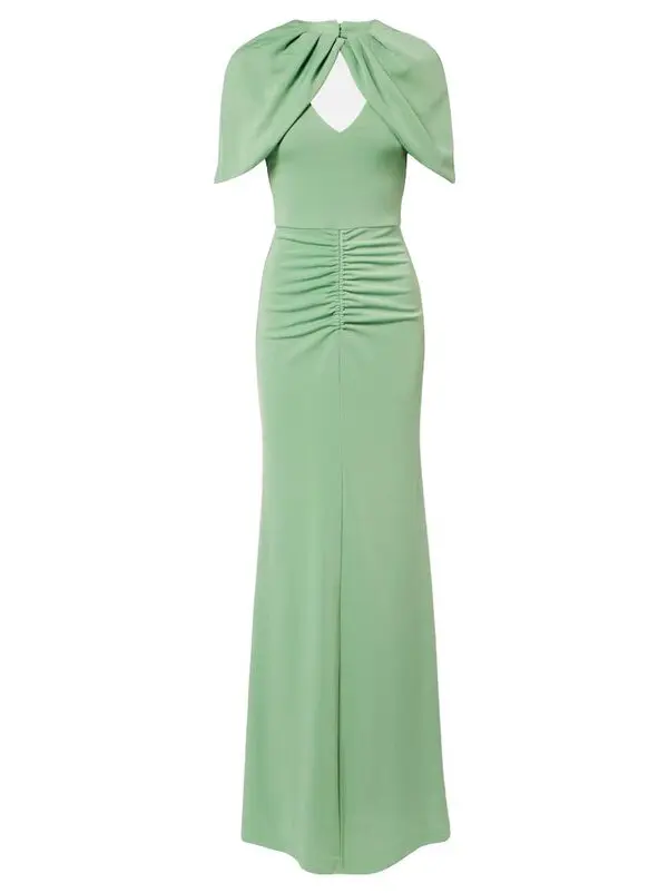 Rebecca Vallance Isla Caped Ruched Gown - Green