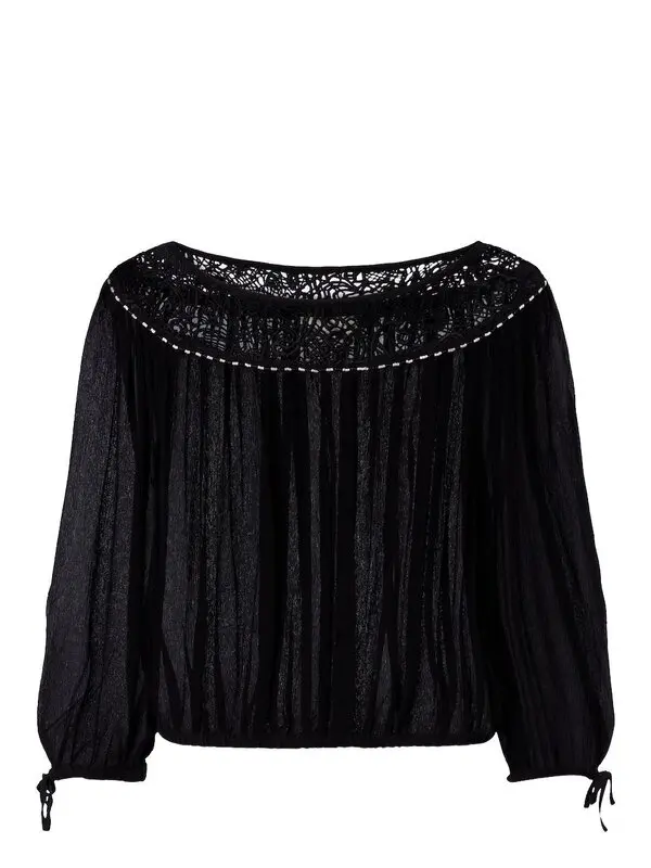 Isabel Marant Étoile Nelida Guipure Lace-trimmed Silk Blouse - Black