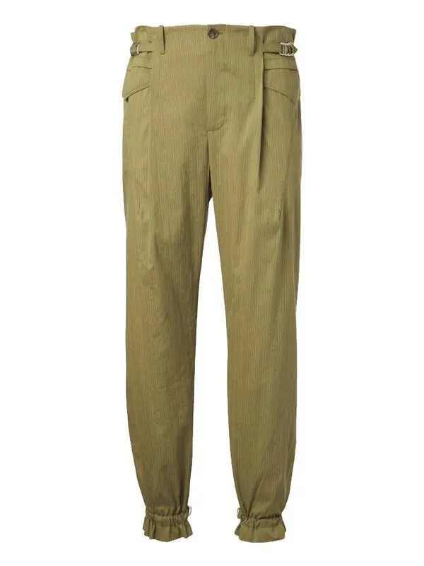 KIKO KOSTADINOV Egreta Striped Cotton-blend Tapered Pants - Green