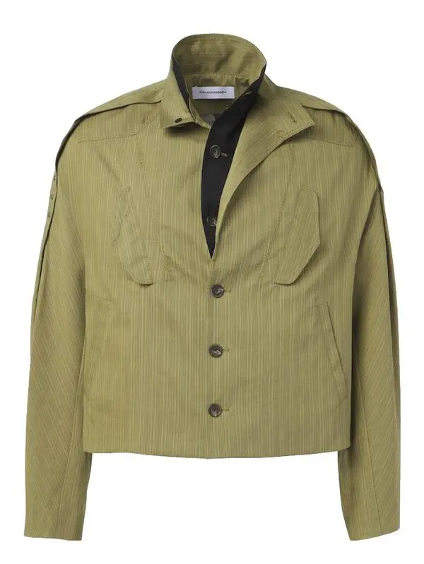 KIKO KOSTADINOV Egreta Striped Cotton-blend Jacket - Green