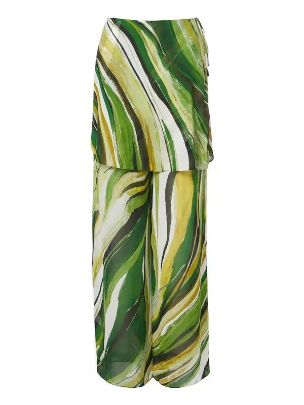 Christopher Esber Printed Silk Wide-leg Pants - Green