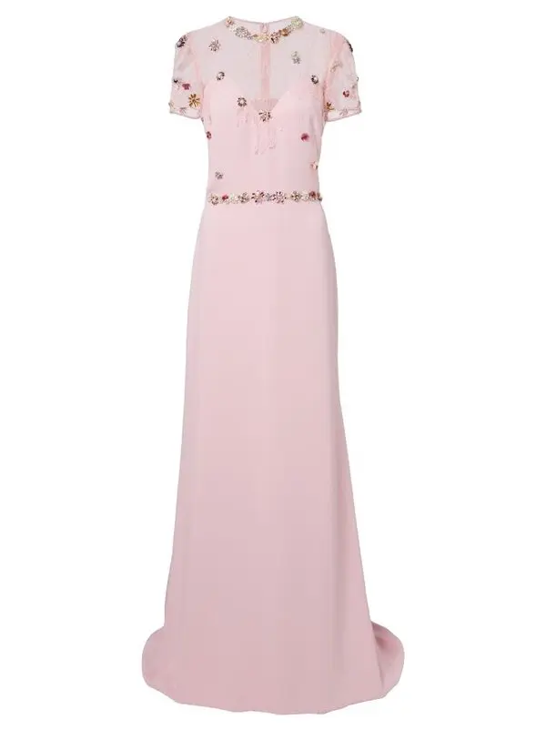Costarellos Embellished Crêpe Gown - Pink