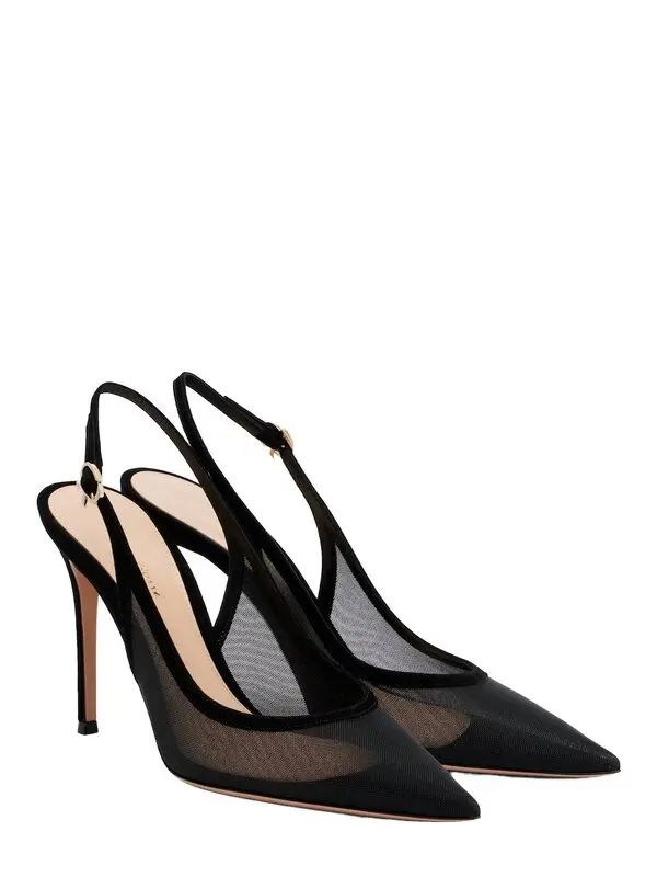 GIANVITO ROSSI Suede-trimmed Slingback Pumps - Black