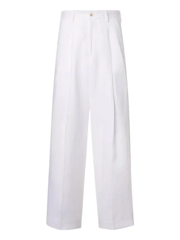 Dolce & Gabbana Linen Canvas Wide-leg Pants - White