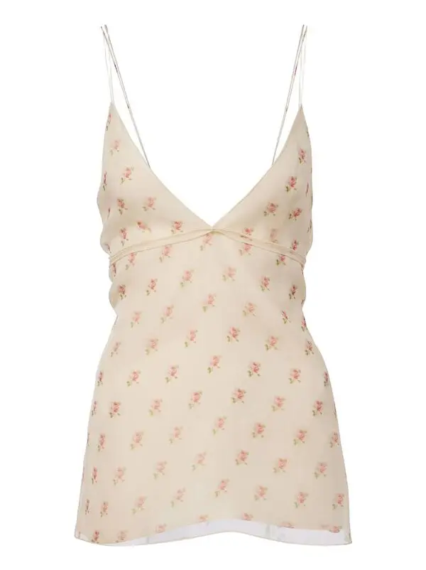 Khaite Timy Floral Silk Organza Camisole - White