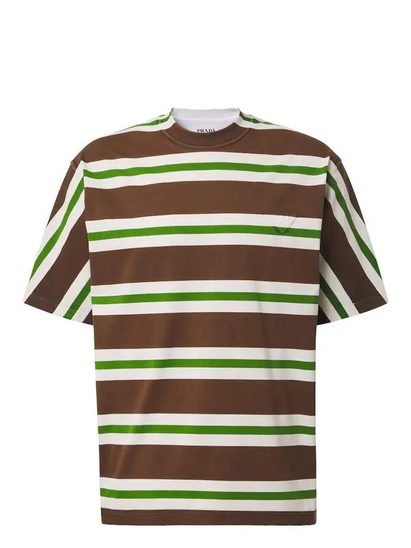 Prada Striped Cotton Jersey T-shirt - Multicoloured