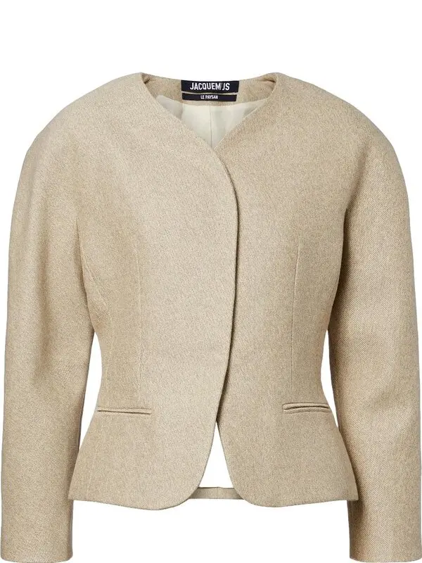 Jacquemus Ovalo Cotton And Linen Jacket - Beige