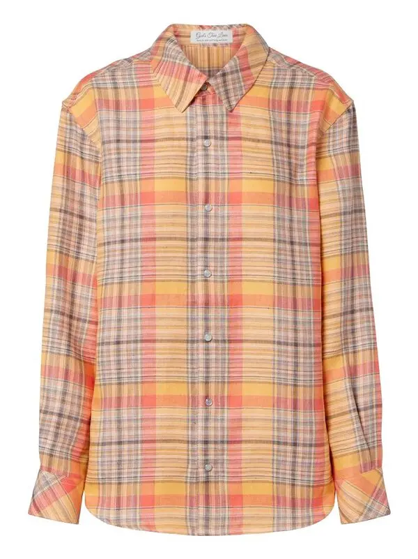 GOD'S TRUE CASHMERE Twilight Linen Shirt With Moonstone - Orange