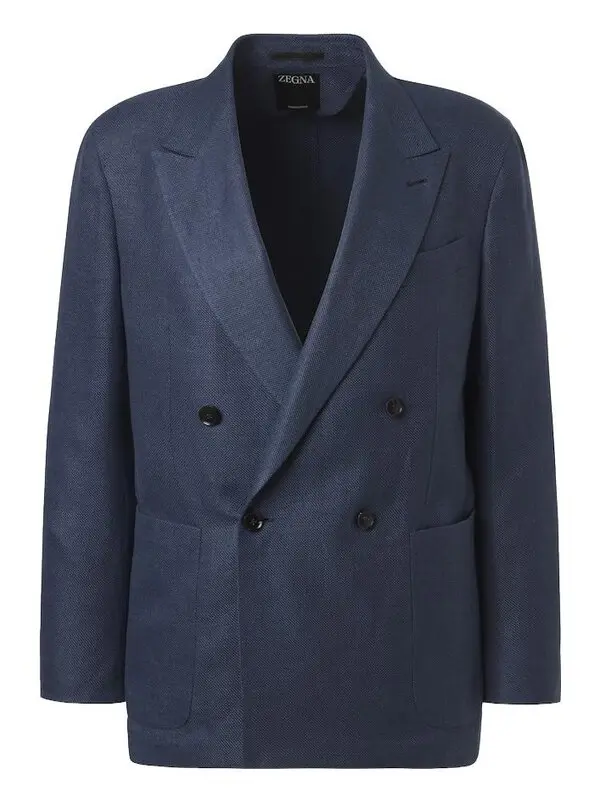 Zegna Linen, Wool And Silk Blazer - Blue