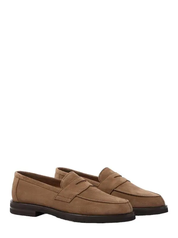 Thom Sweeney Suede Penny Loafers - Brown