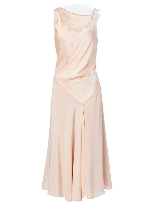 Victoria Beckham Lace-trimmed Crepe Satin Midi Dress - Pink