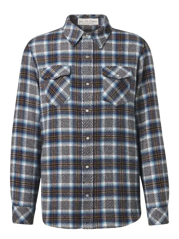 GOD'S TRUE CASHMERE Lightning Storm Cashmere Shirt With Moonstone - Blue