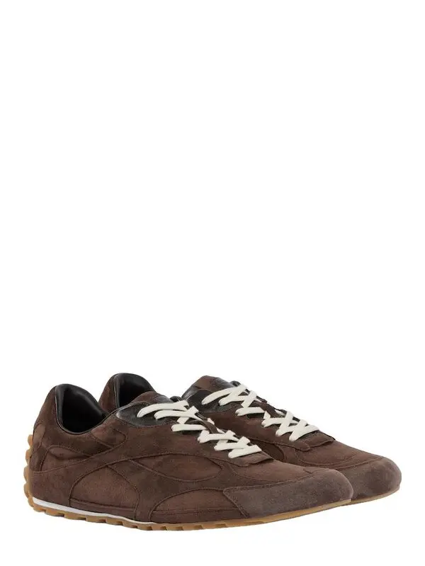 Bottega Veneta Orbit Flash Suede Sneakers - Brown