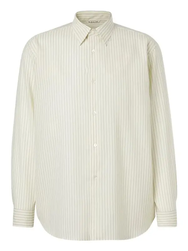 Auralee Striped Wool Shirt - White