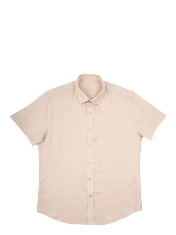 EIGHT X Neutrals Essential Linen Button Short Sleeve Button Down Shirt - Beige