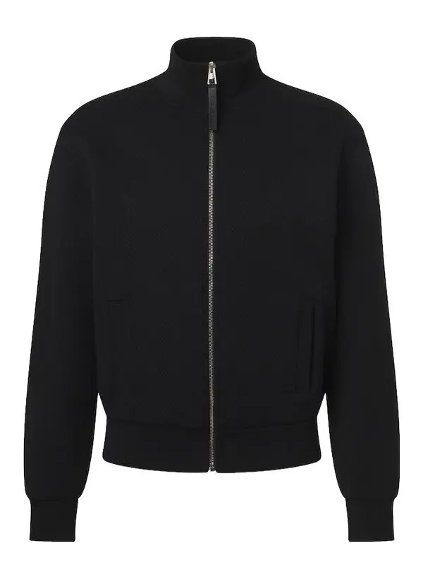 Givenchy Herringbone Cotton-blend Zip-up Sweater - Black