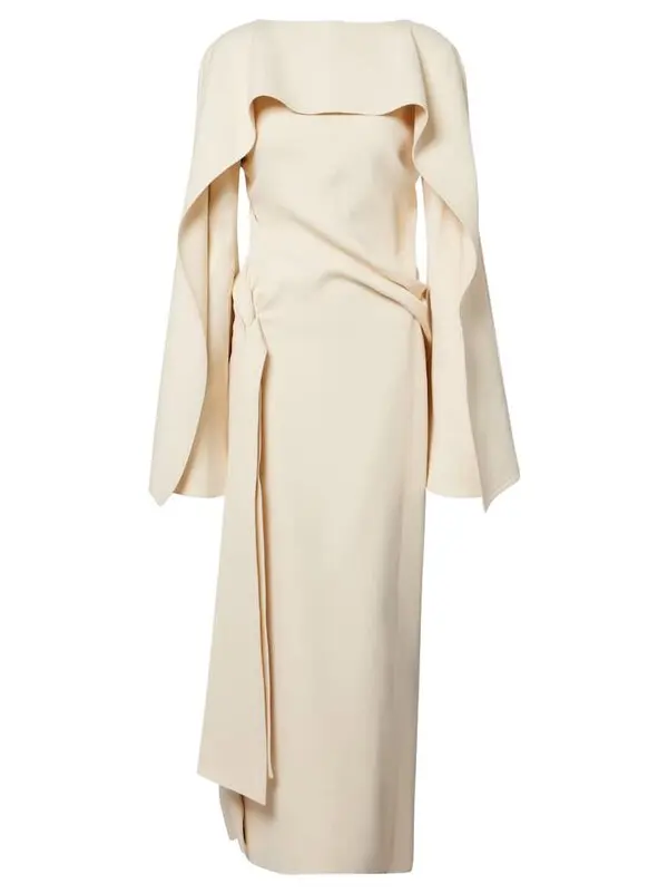 Khaite Draped Crepe Maxi Dress - White