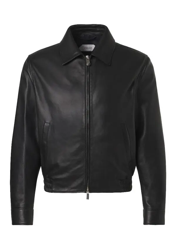 Versace Leather Blouson Jacket - Black