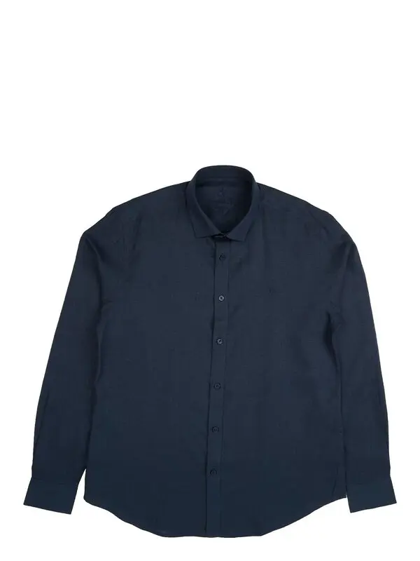 EIGHT X Essential Linen Long Sleeve Button Down Shirt Navy - Blue