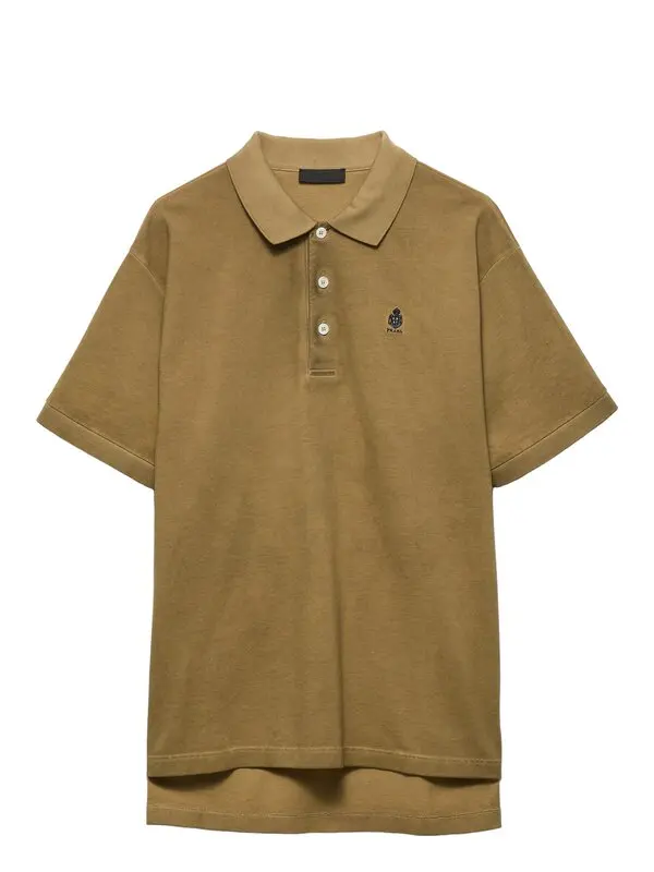 Prada Garment-dyed Cotton Polo Shirt - Brown