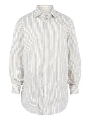 Brioni Striped Buttonup Shirt - White/brown