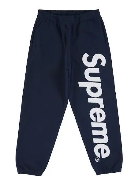 Supreme Satin Applique Sweatpant - Washed Navy Blue