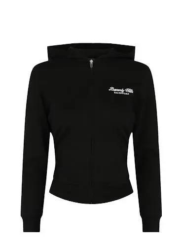 Balenciaga Beverly Hills Embroidered Hoodie - Washed Black/white