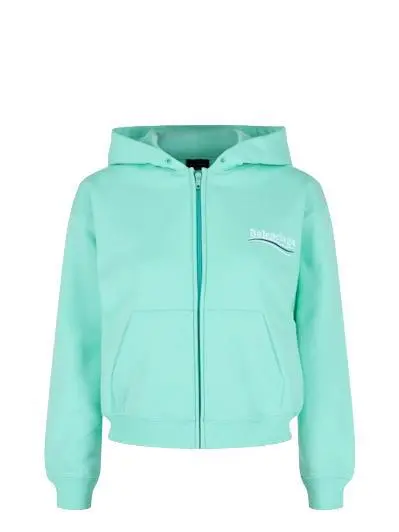 Balenciaga Political Campaign Zip-up Hoodie - Mint/white/blue