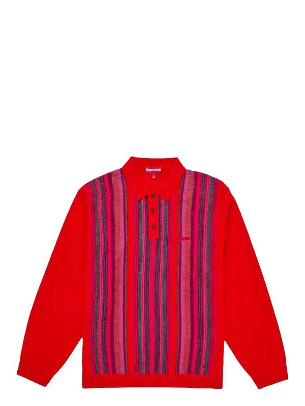 Supreme Stripe Polo Shirt Sweater - Red