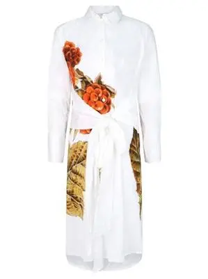 FERRAGAMO Botanical Print Shirt Dress - Bone