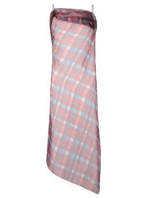 FERRAGAMO Plaid Asymmetrical Dress - Red