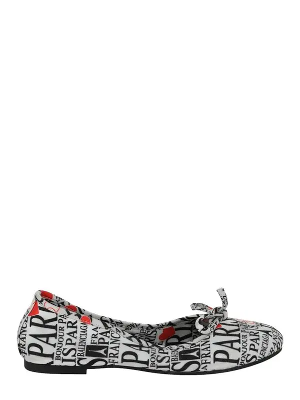 Balenciaga Leopold Printed Ballet Flats - White/black/red