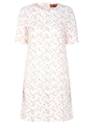 Missoni Embroidered Zigzag Mini Dress - Pink/yellow/purple