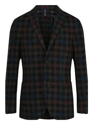 SLOWEAR Montedoro Slimfit Plaid Blazer - Medium Brown