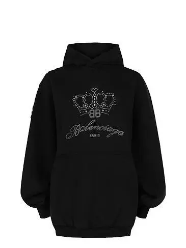 Balenciaga Bb Motel Large Fit Hoodie - Faded Black