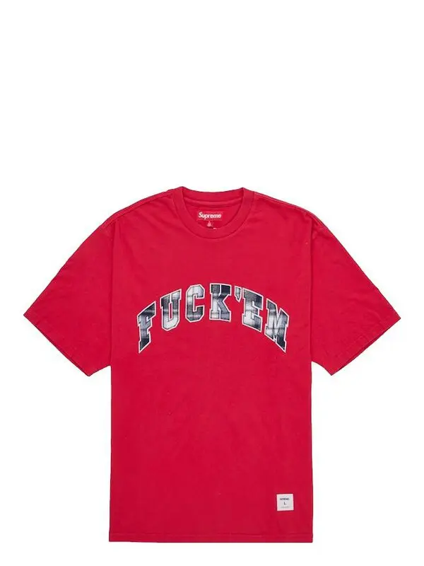 Supreme Fuck Em Plaid Short Sleeve Top - Red