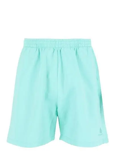 Balenciaga Logo-detail Embroidered Sweat Shorts - Mint