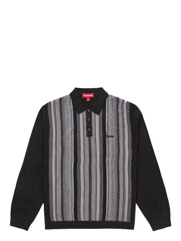 Supreme Stripe Polo Shirt Sweater - Black