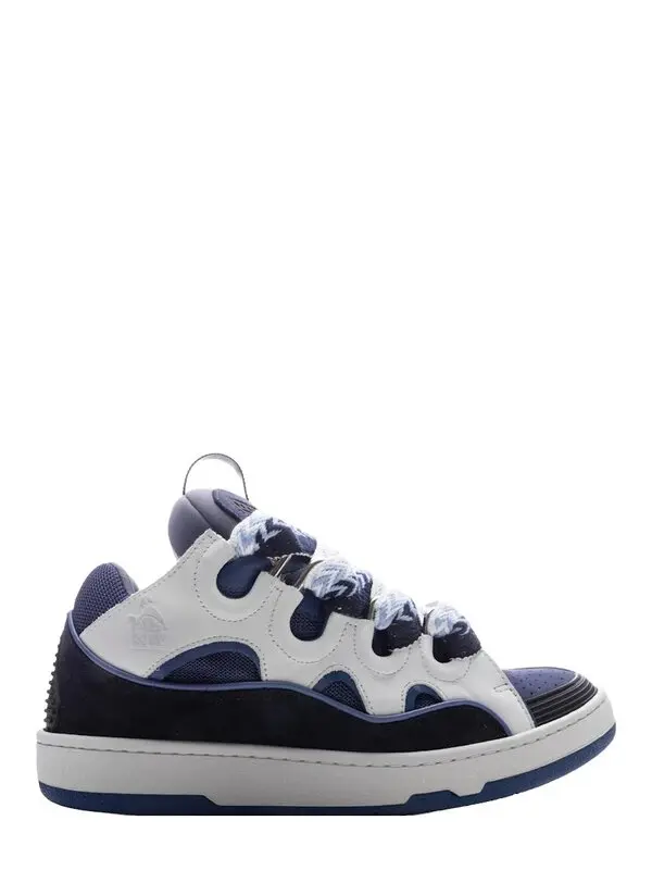 LANVIN Leather Curb Sneakers - Black/navy Blue