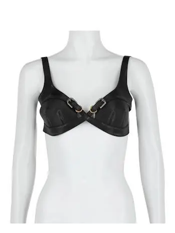 Givenchy Crisscross Leather Top - Faded Black