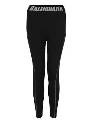 Balenciaga Logowaistband Athletic Leggings - Black/grey