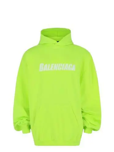 Balenciaga Destroyed Graphic Print Hoodie - Yellow Fluorescent/white
