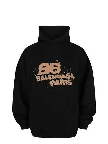 Balenciaga Bb Icon Cotton Hoodie - Black