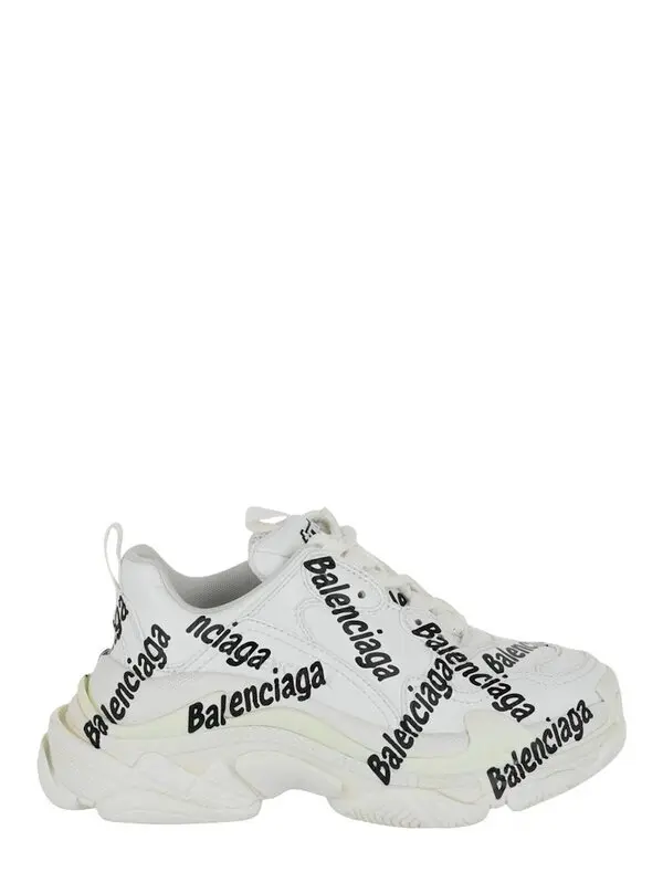 Balenciaga Triple S Allover Logo Sneakers - White/black